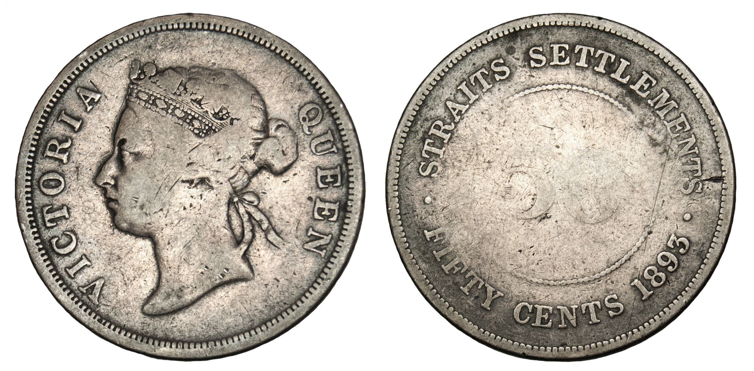 Straits Settlements, Victoria, 50 Cents, 1893 | Baldwin's