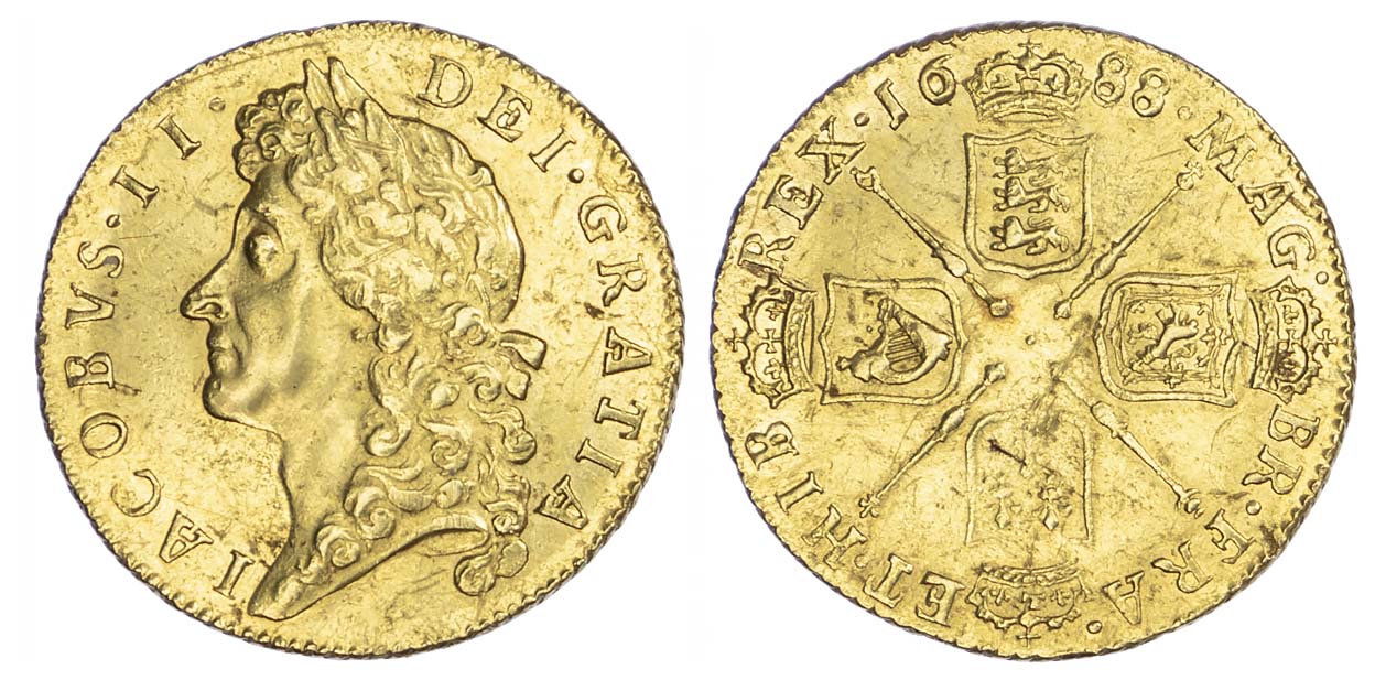 James II (1685-88), Guinea, 1688, second laureate head | Baldwin's