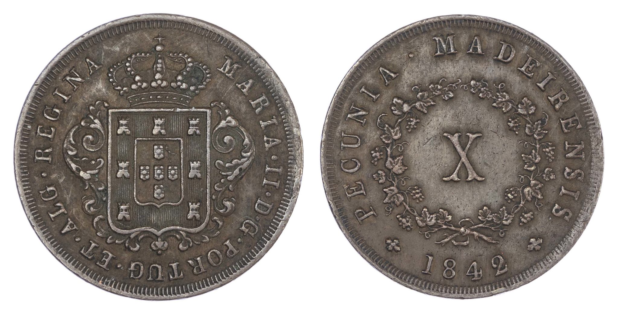 Portugal, Maria II (1834-53), copper 10 Reis, 1842, Madeira | Baldwin's