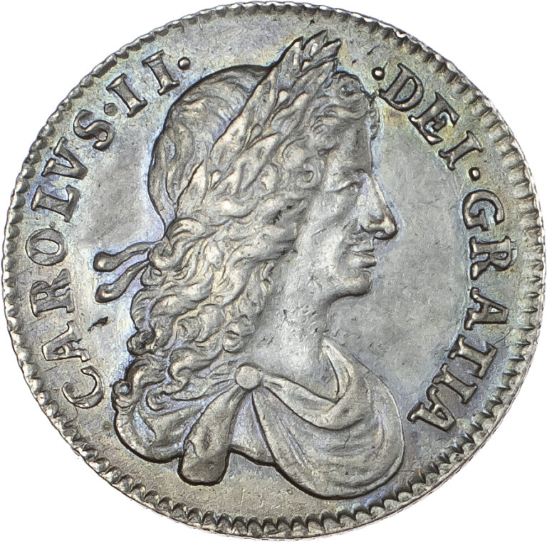 Charles II (1660-85), Shilling, 1663, first laureate and draped bust ...