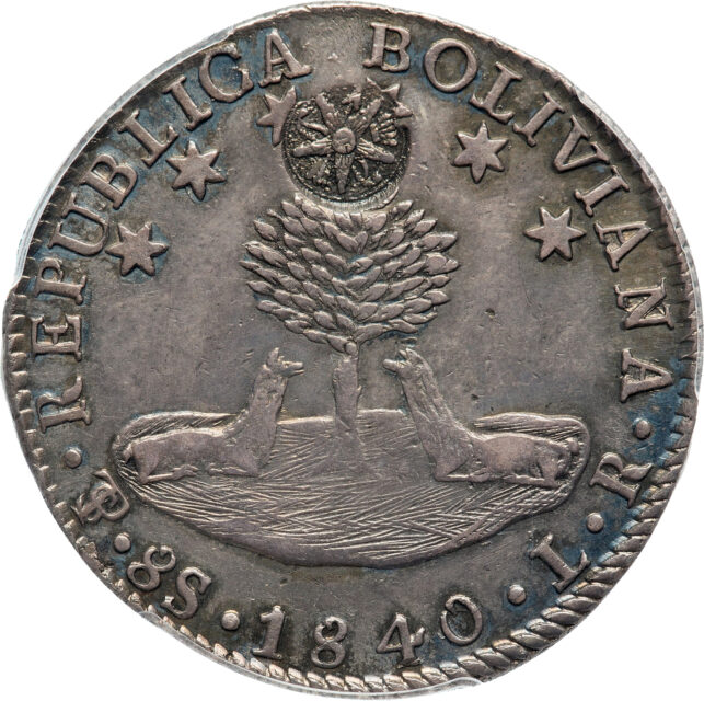 Central American Republic, Guatemala, counterstamped silver 8 Reales ...