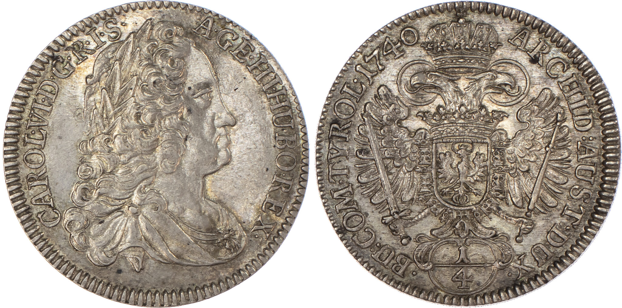 Austria, Holy Roman Empire, Karl VI (1711-1740), silver Quarter Taler, 1740 | Baldwin's