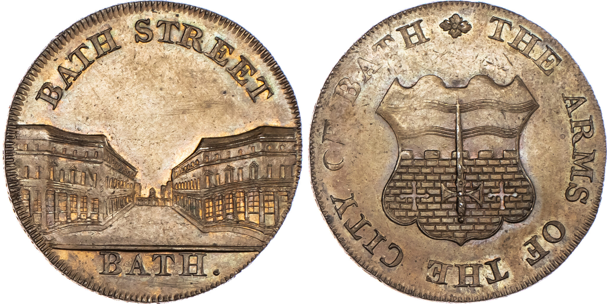 Somerset, Bath, Kempson’s Halfpenny, ND, Arms of the City of Bath ...