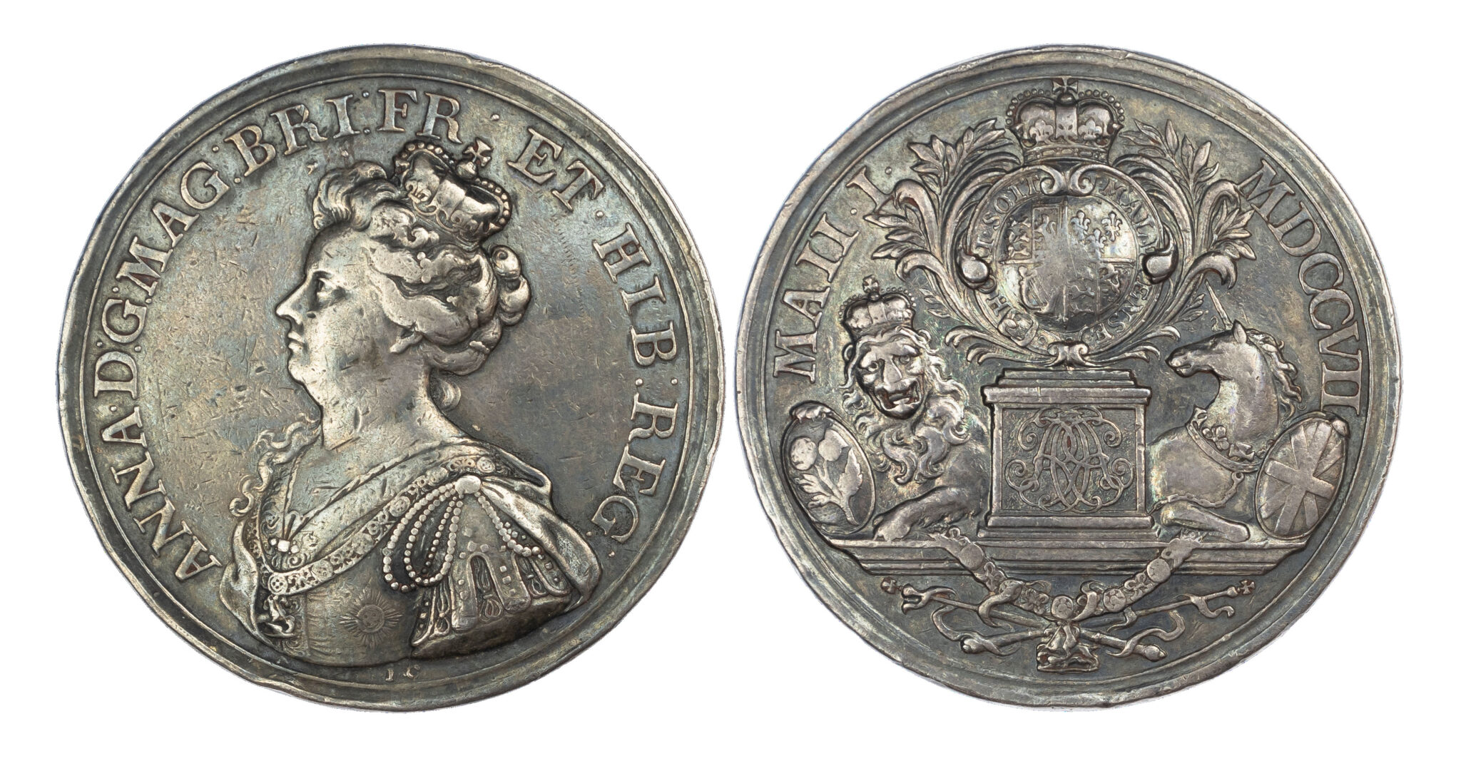 Anne (1702-1714), Union of England and Scotland, 1707, Silver Medal ...