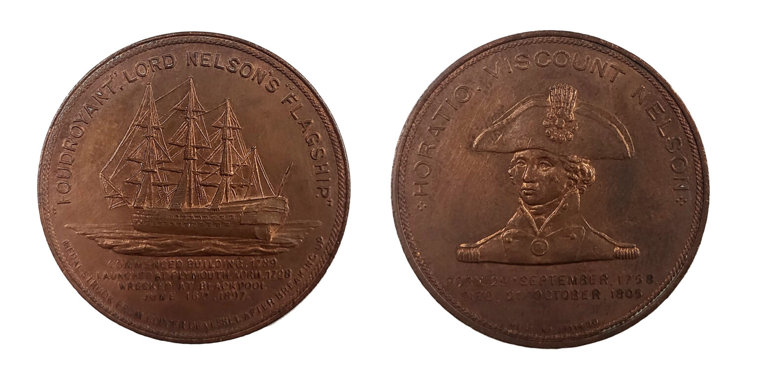 Lord Nelson’s Flagship ‘Foudroyant’ 1897 Wreck Copper Medallion | Baldwin's