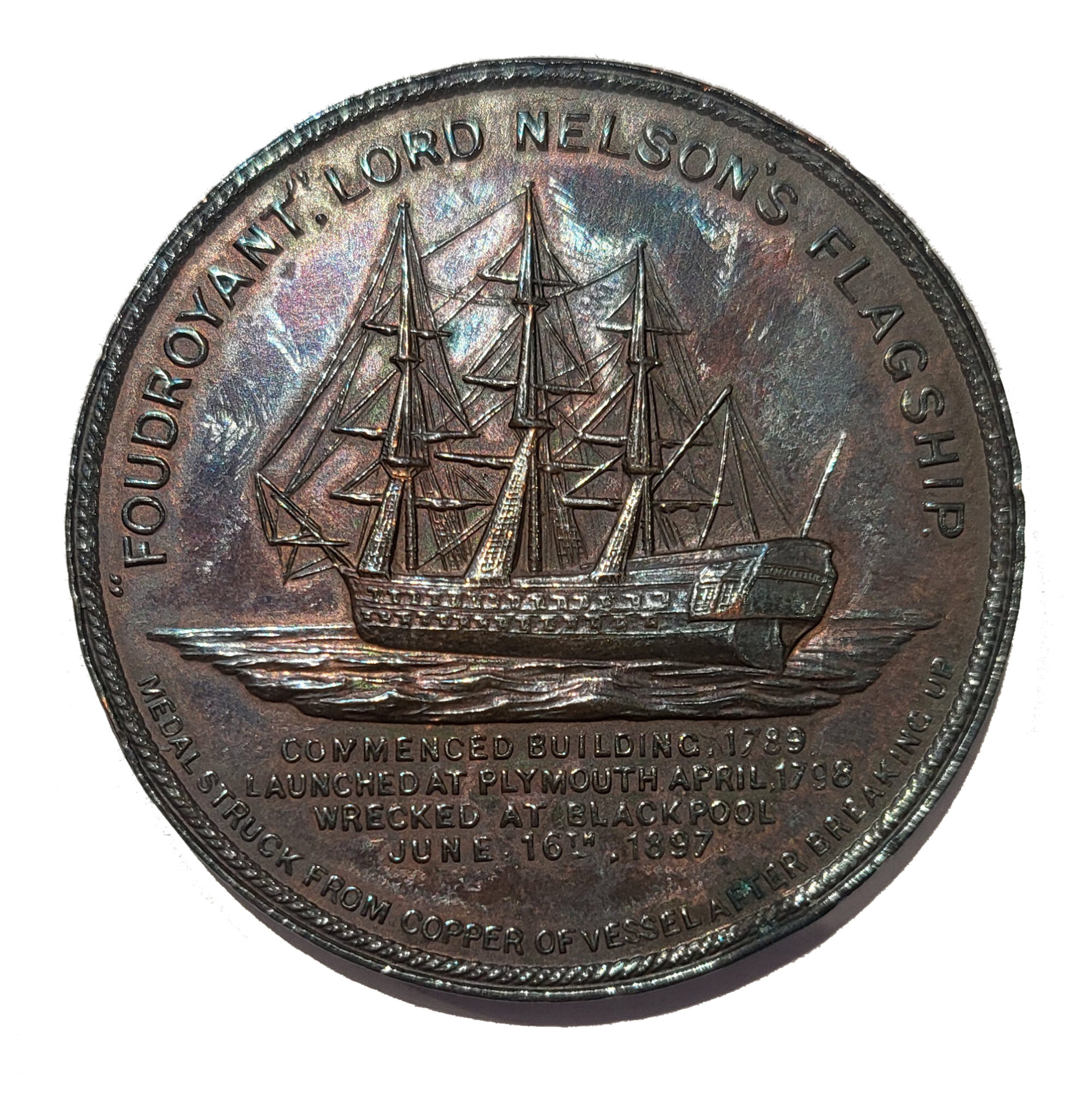 Lord Nelson’s Flagship ‘Foudroyant’ 1897 Wreck Copper Medalion | Baldwin's