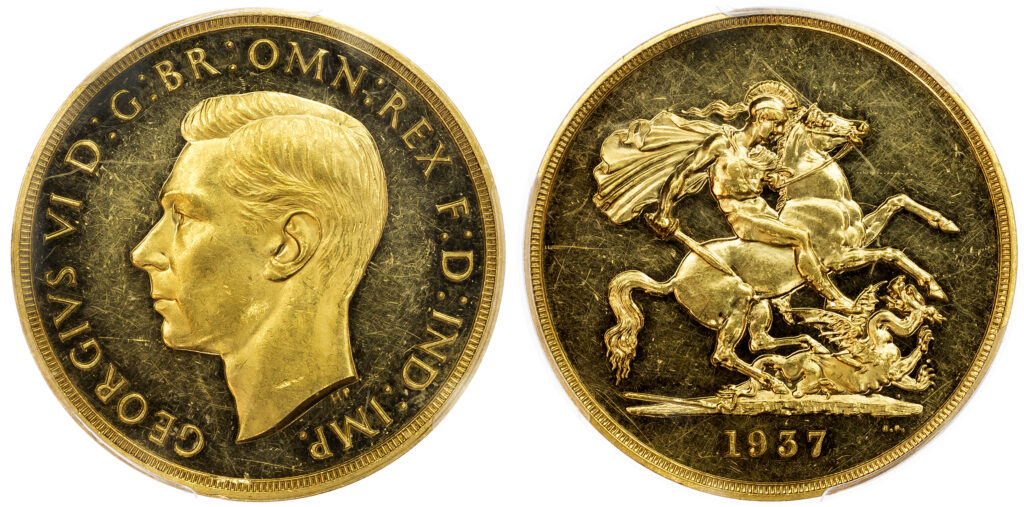 1937 George VI Proof Five Pounds - PCGS PF61 Cameo | Baldwin's