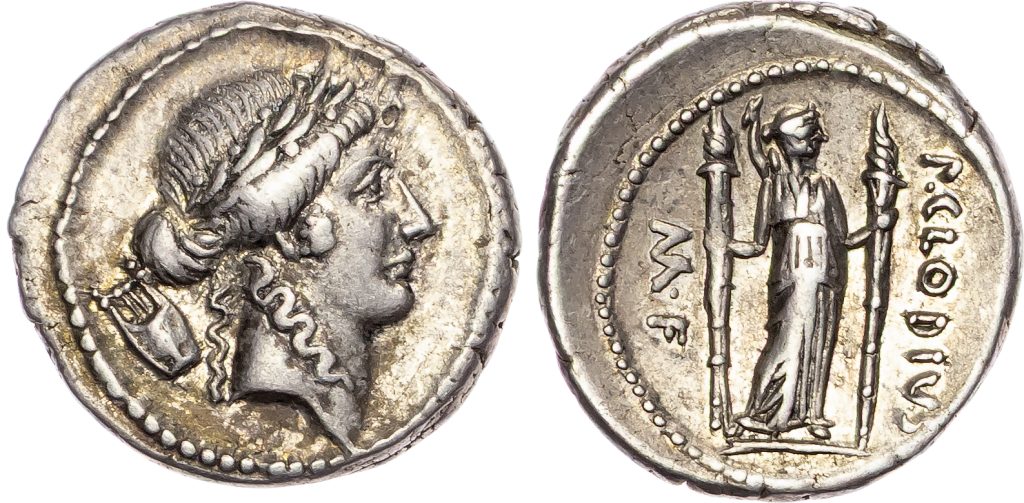 P. Clodius M. f. Turrinus (42 BC) AR Denarius | Baldwin’s